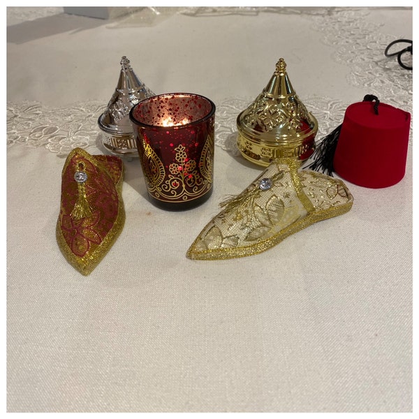 Set of Red Moroccan Hat for Henna, Mini Fezzes Tarbush, Moroccan Gift ...