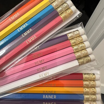 Red Teal Custom Personalized Pencils Set of 5 Mix & - Etsy