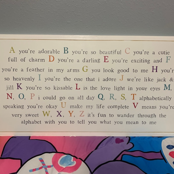 A You're Adorable ABC Alphabet Framed Wood Sign Childrens Room Decor ...