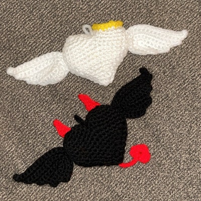 Keychains Devil&angel With Wings Crochet Heart Keychain Pattern ...
