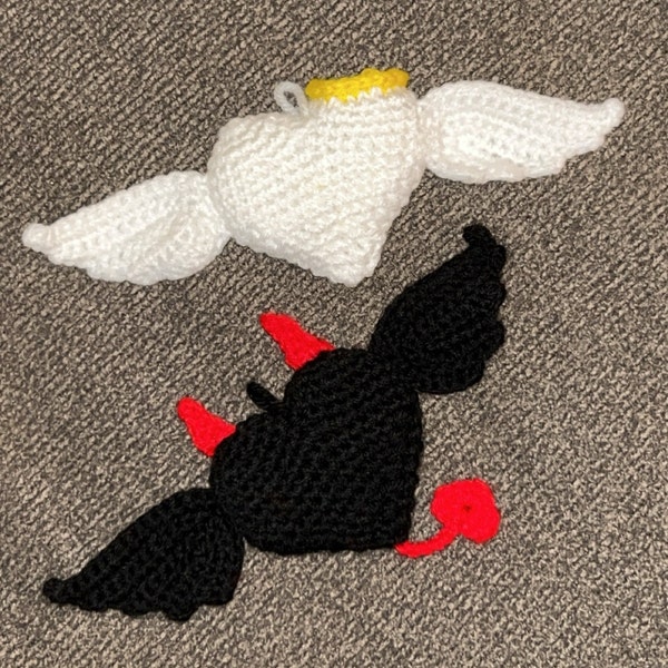 Keychains Devil&angel With Wings Crochet Heart Keychain Pattern ...