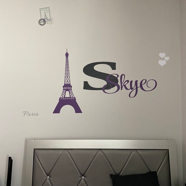 Personalized Name Paris Wall Decal - Custom Name Paris Wall Sticker ...