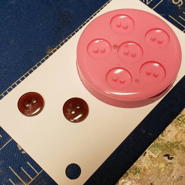 Button 6 Cavity Flexible Silicone Mold/mould (12mm) for Crafts, Jewelry ...