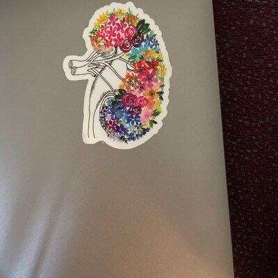 Anatomical Kidney Floral Vinyl Sticker. Vinyl Decal, Laptop Sticker ...