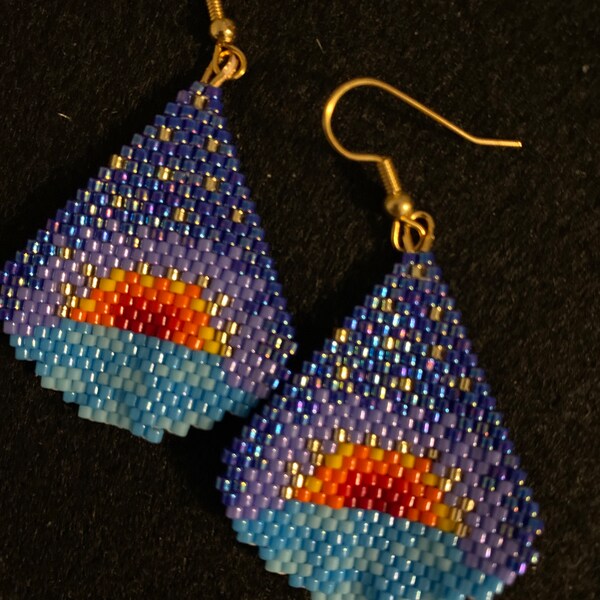 Ocean Sunset Beaded Earrings Pattern, Beading Pattern, Seed Bead ...