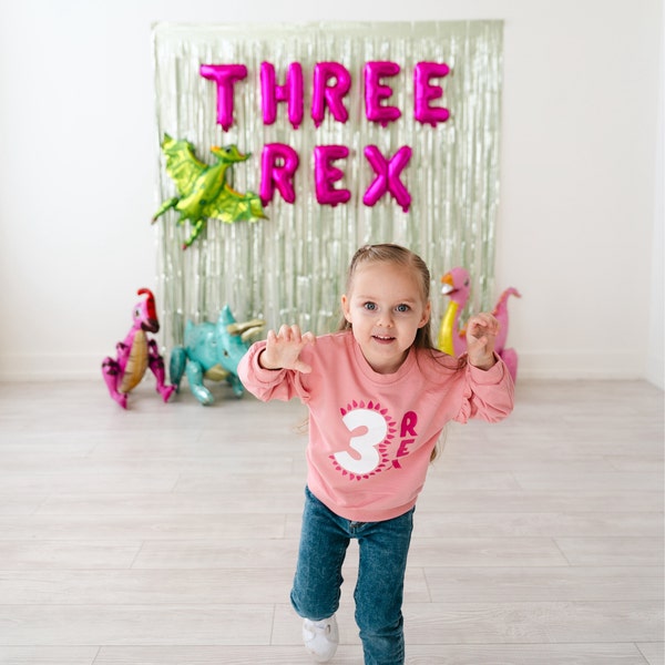 3 Rex Dinosaur Number Pink Three | 357 | Digital File Download | SVG ...