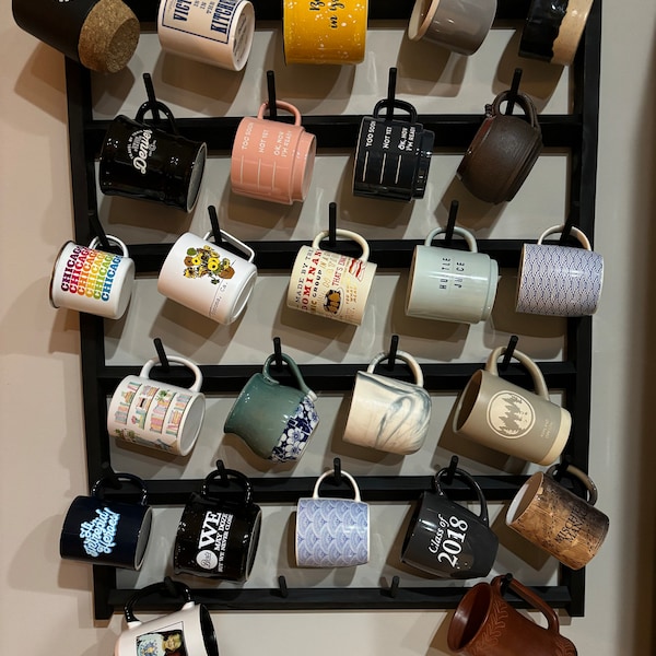 Small Mug Rack, Wood Wall Racks, Wood Kitchen Organizers, Coffee Mug ...