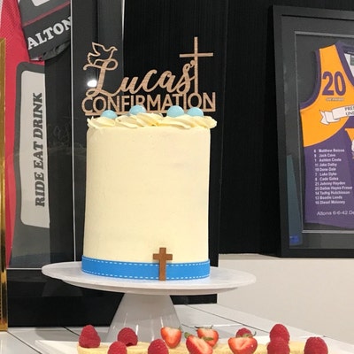 Personalised Confirmation Cake Topper With a Dove and Cross - Etsy