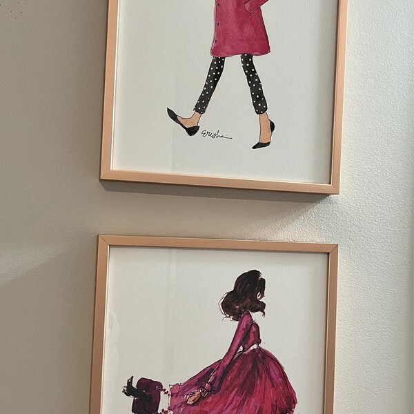 Art Print: Pink Polka Dot Steps cute Wall Art, Home Decorating ...