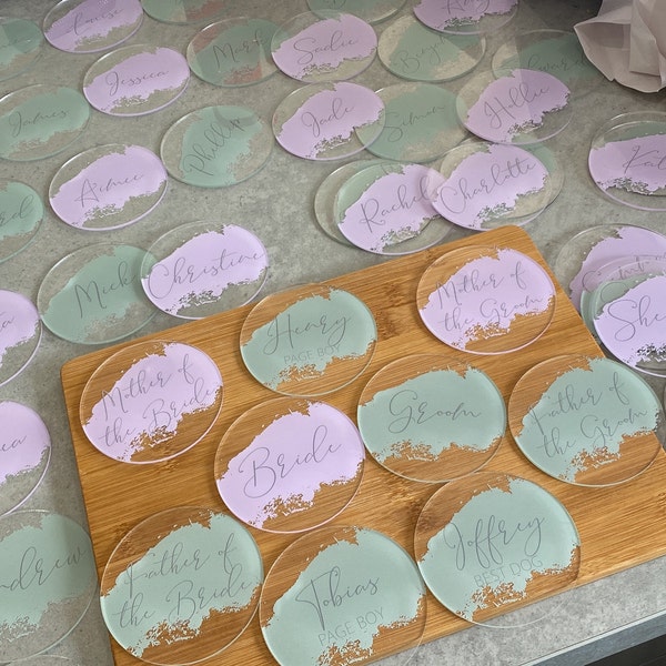 Personalised Circular Perspex Paint Splash Place Names Clear Acrylic ...