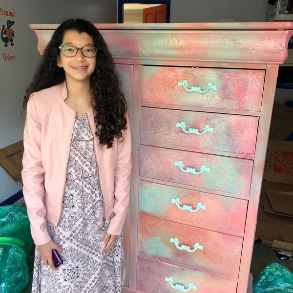 Eclectic Secretary Desk Hand Painted Fairy Tale Inspired Bureau Bedroom ...