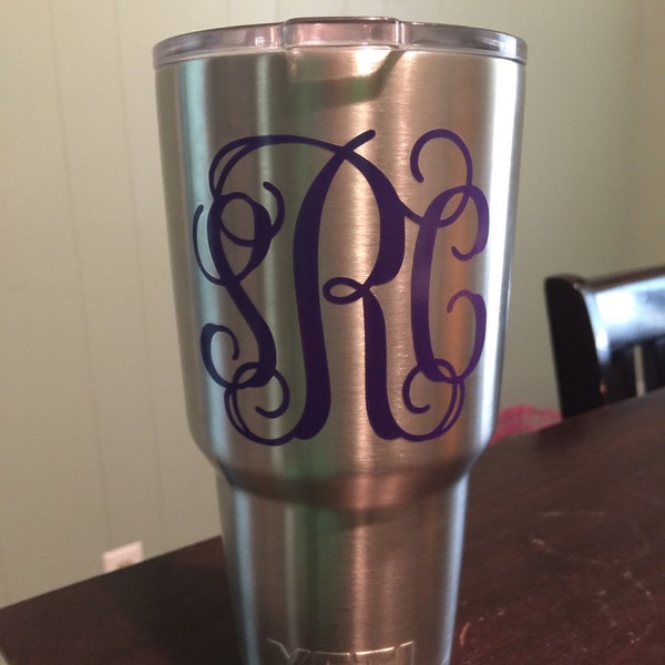 Monogram Decal - Circle Monogram Vinyl Decal - Custom Monogram - Custom ...
