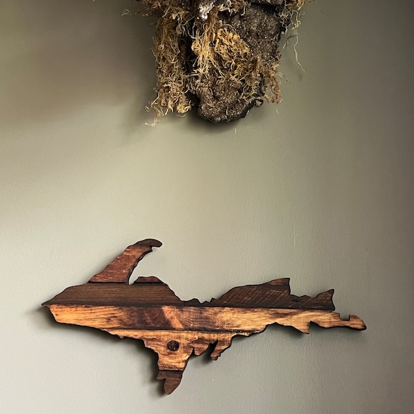 Michigan Rustic Wood State Cut Out, Wooden Michigan State Outline ...