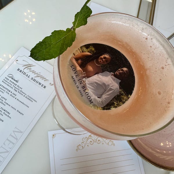 EDIBLE Photo Wedding Cocktail Toppers/custom Wedding Reception Drink ...