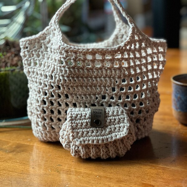 DIY Crochet Bag Pattern - Biscuit Triangle Net Bag (large) Downloadable ...