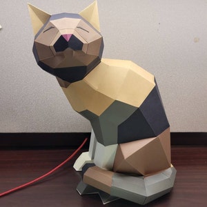 Papercraft Cat, Paper Craft 3D Model, Kitten PDF Template, Cute Low ...