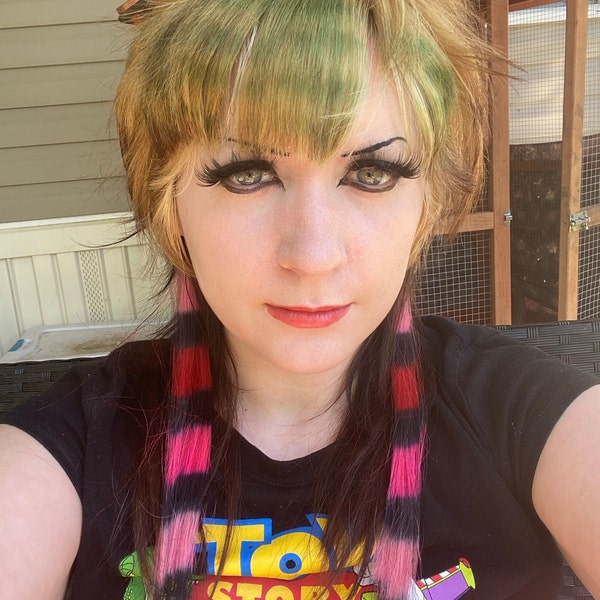 Br00tal Neon Green Racoon Tail Coontails Human Hair Scene Kids Emo ...