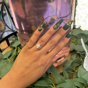 Moon Child Dark Black Star Moon Nails With Accent Hoop Nail - Etsy