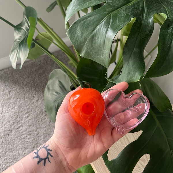 Pipe Peach Pipe Glass Hand Pipe Pink Peach Pipes Unique Handmade Pipe ...