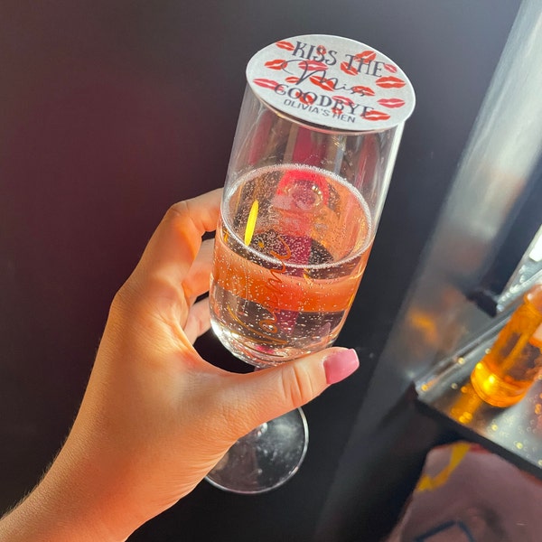 Personalised Kiss the Miss Edible Drink Toppers (1 Sheet) - Etsy UK