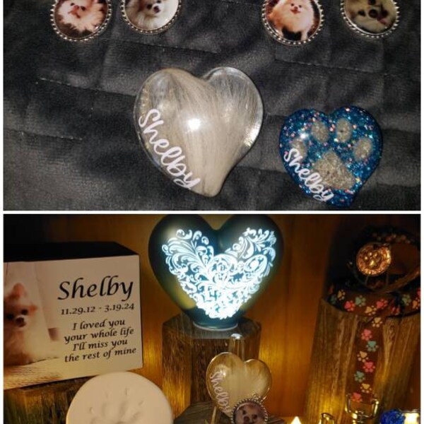 Pet Paw Print With Ashes, Cremation Ashes Keepsake, Dog Memorial, Cat ...