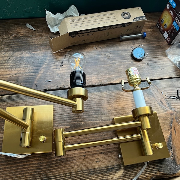 Full Thread Light Socket + Brass Cord Grip - Black Shade Ready E26 Lamp ...