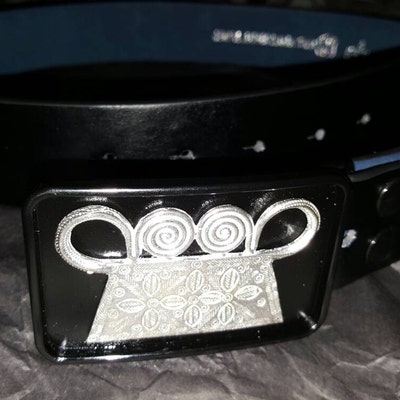 Hmong Tribal Soul Lock Belt, Soul Lock Belt, 100% Black Leather Belt ...