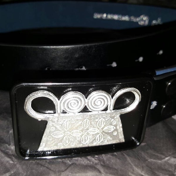 Hmong Tribal Soul Lock Belt, Soul Lock Belt, 100% Black Leather Belt ...