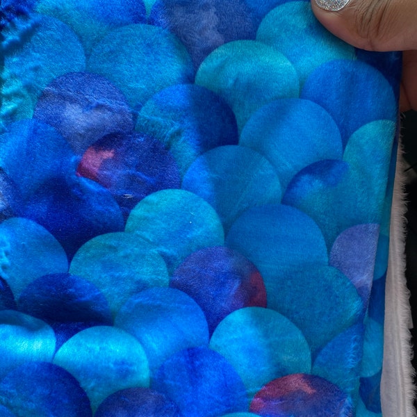 Blue Summer Mermaid Scales Fabric - Blue Mermaid by Washburnart ...