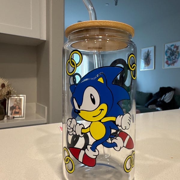 Sonic the Hedgehog Glass Cup, Sonic Kids Cup - Etsy
