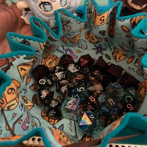 Felt Dice Bag / Tray-in-one 63 Geeky Fabric Choices Dice Set INCLUDED ...