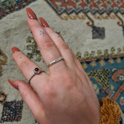 Simple Faceted Silver Ring, Sterling Silver Ring, Hammered Silver Ring ...