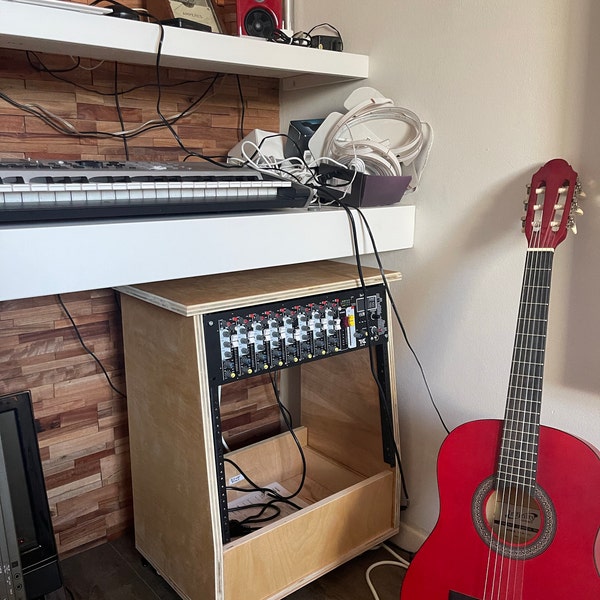 14U SLANTED STUDIO RACK Sidecar With Drawer | Angled Audio Rack ...