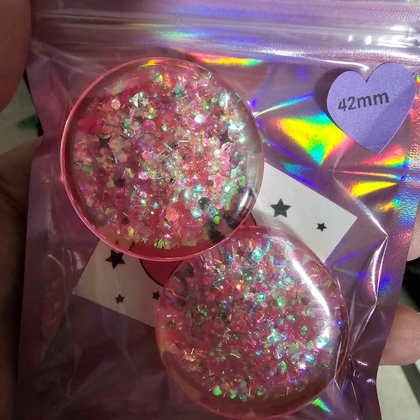 Up to 2" Cotton Candy Pink Pastel Glitter Extra Big Ear Plugs Gauges 2g ...