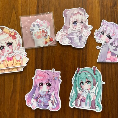 Panda Hoodie Turning Anime Girl Waterproof Vinyl Sticker Pack Laminated ...