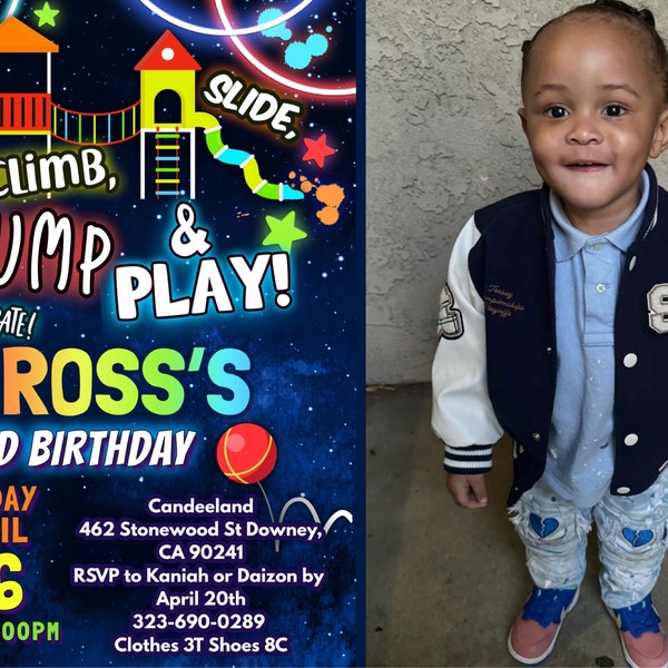 Playground Birthday Invitation for Boys and Girls | Rainbow Park Party ...