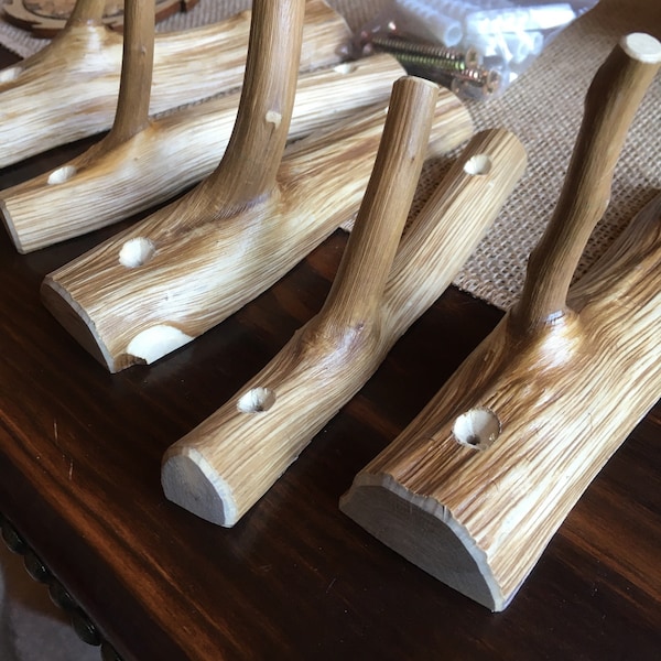 5x Creative Tree Branch Hooks, Nordic Solid Wood, Set of 5 Wooden ...