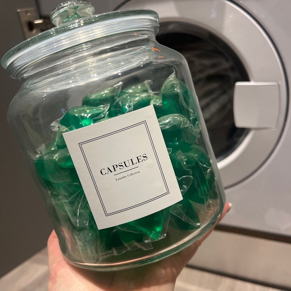 White Minimalist Laundry Labels Washing Powder Scent Boosters Home ...