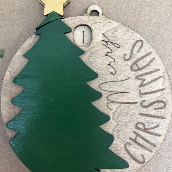 Christmas Tree Countdown Sliding Ornament | Star Lever Turning Calendar ...