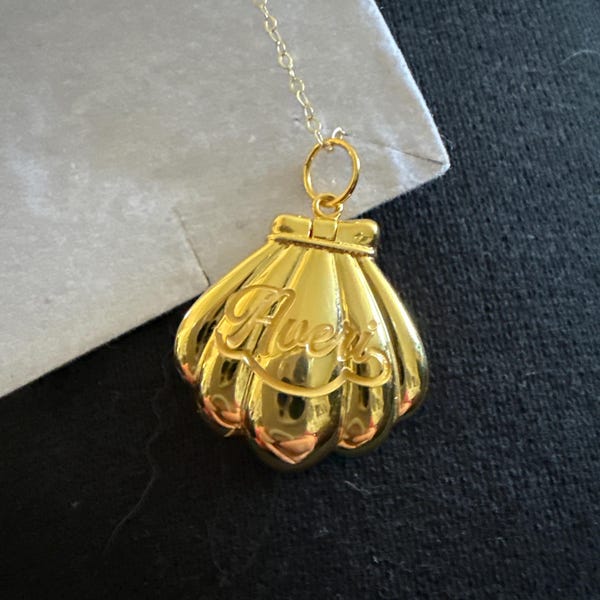 Custom Name Shell Locket, Mermaid Shell Locked, Your Name Locket ...