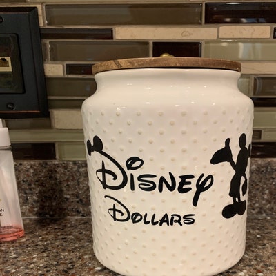 Savings Jar Decal Disney Vacation Fund Disney Dollars Adult Piggy Bank ...