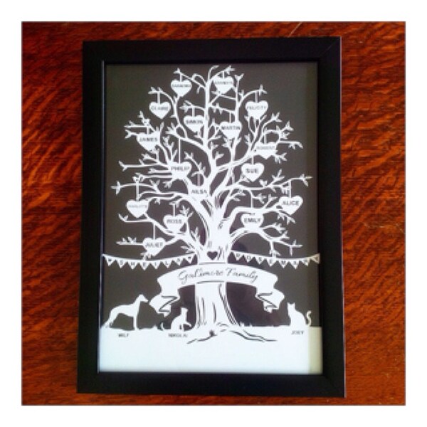 Family Tree Papercut // Personalised Papercutting A4 or A3 - Etsy UK