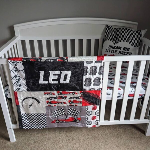 Race Car Crib Bedding Set, Baby Boy Crib Bedding Set, Race Car Nursery ...