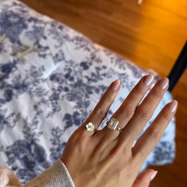 14K Solid Gold Magnolia Flower Ring, 925 Sterling Silver Magnolia ...