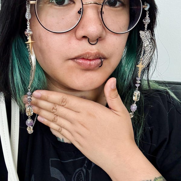 Stellar Amour Gold Eyeglass Chain | Celestial Sun Moon and Stars ...