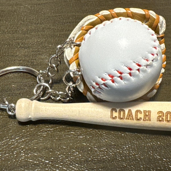 Baseball Key Chain | Mini Baseball Set Bag Tag | Custom for Baseball ...