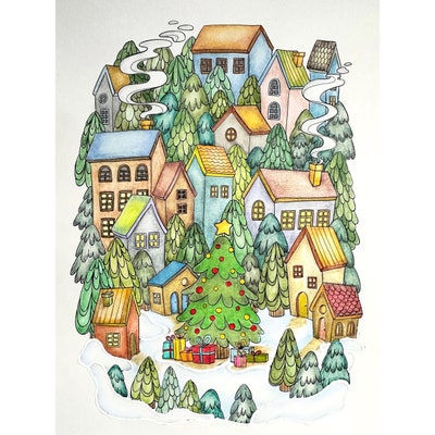 Printable Winter Coloring Page, Digital Christmas Coloring Page ...