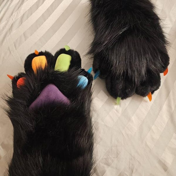 Furry Paws With Star Pattern and Colorful Style | Fluffy Fursuit ...