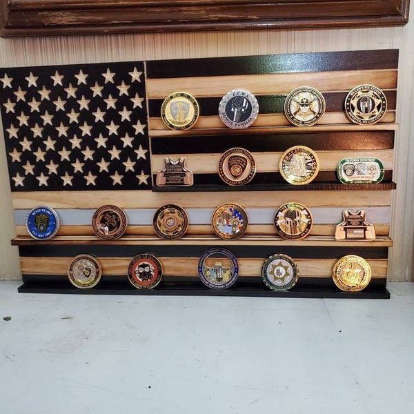 Thin Silver Line Challenge Coin/ Thin Grey Line Coin Display ...