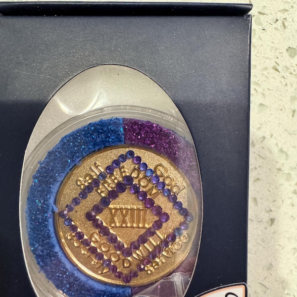 NA Narcotics Anonymous 6 Months Blue & GLITTER Keytag! Key Tag Free ...